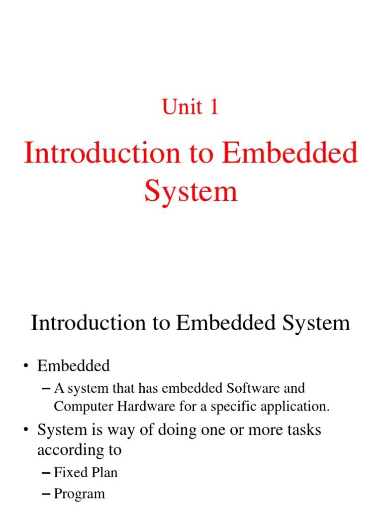 Unit 1: Introduction To Embedded System | PDF | Integrated Circuit ...