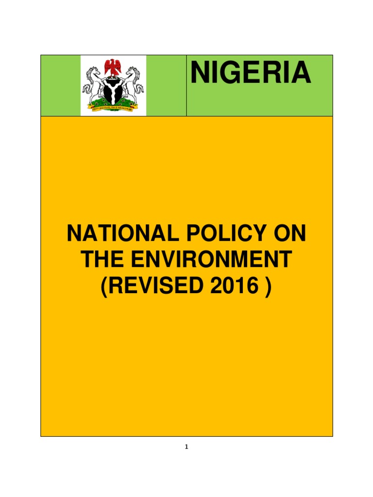 Revised National Policy On The Environment Final Draft | PDF | Water ...