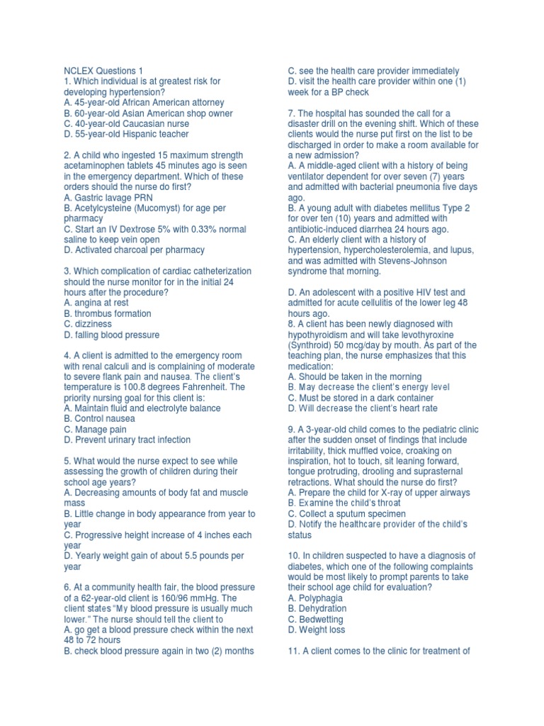 NCLEX Questions 1 | PDF | Myocardial Infarction | Dieting
