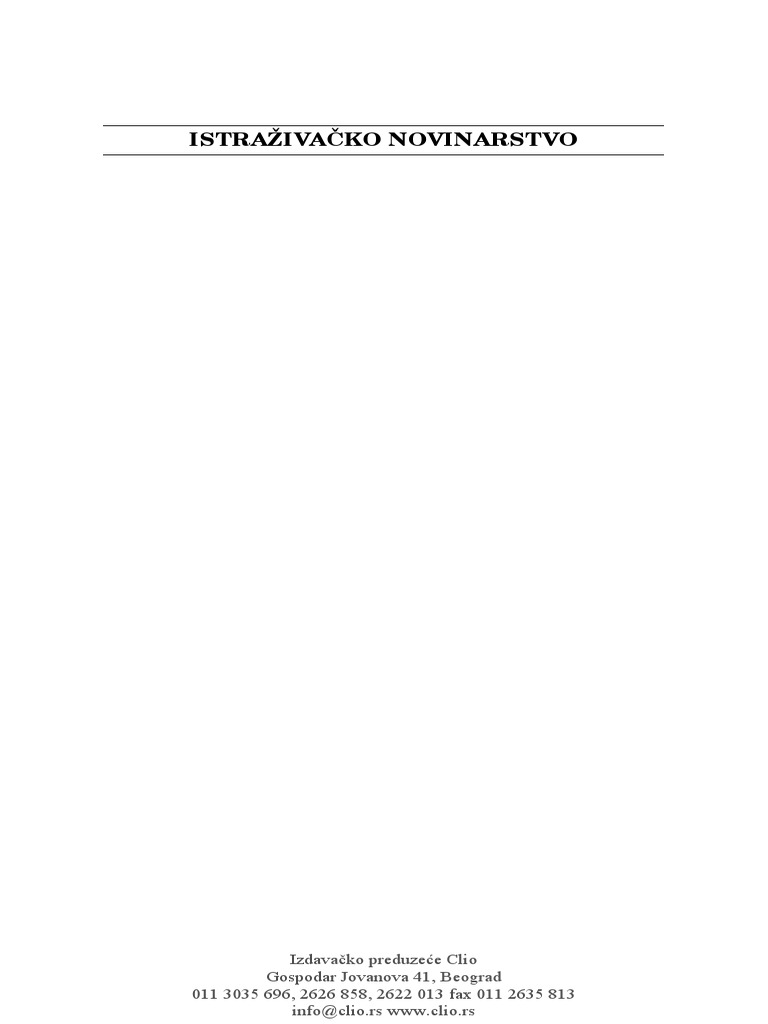 Istrazivacko Novinarstvo PDF | PDF