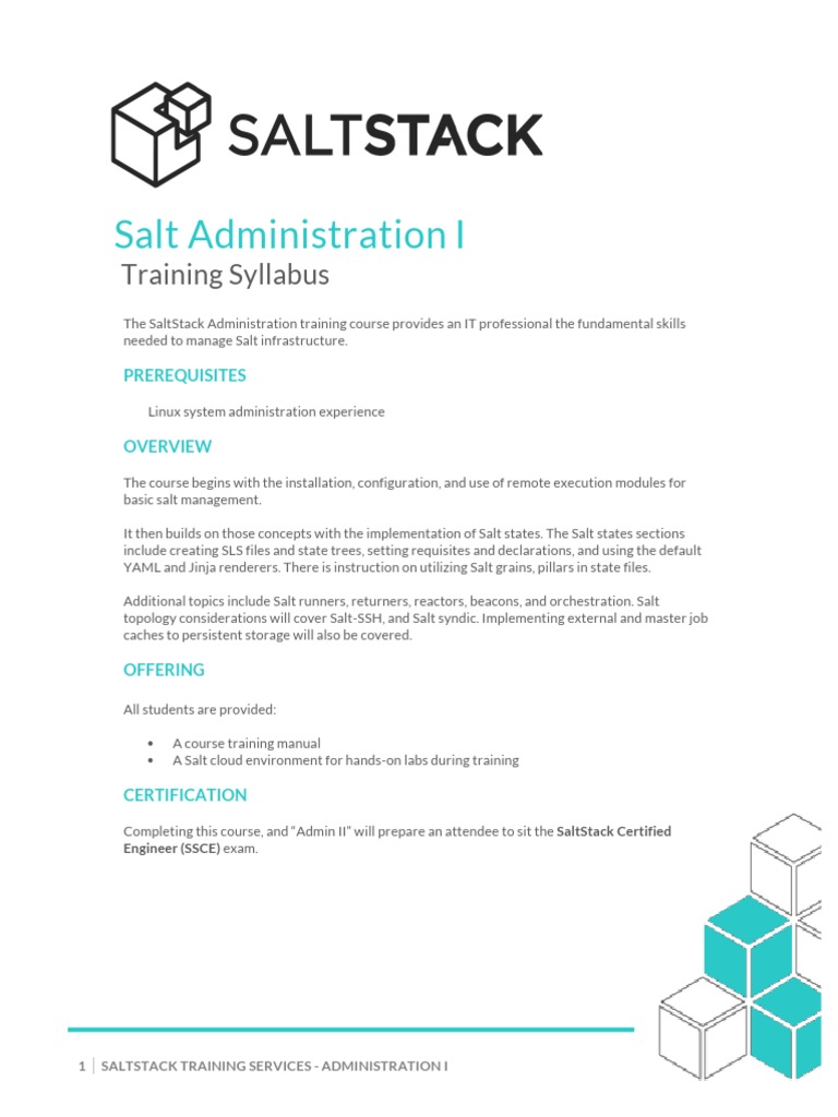 SaltStack Admin I Training Course | PDF | Installation (Computer Programs) | Cloud Computing