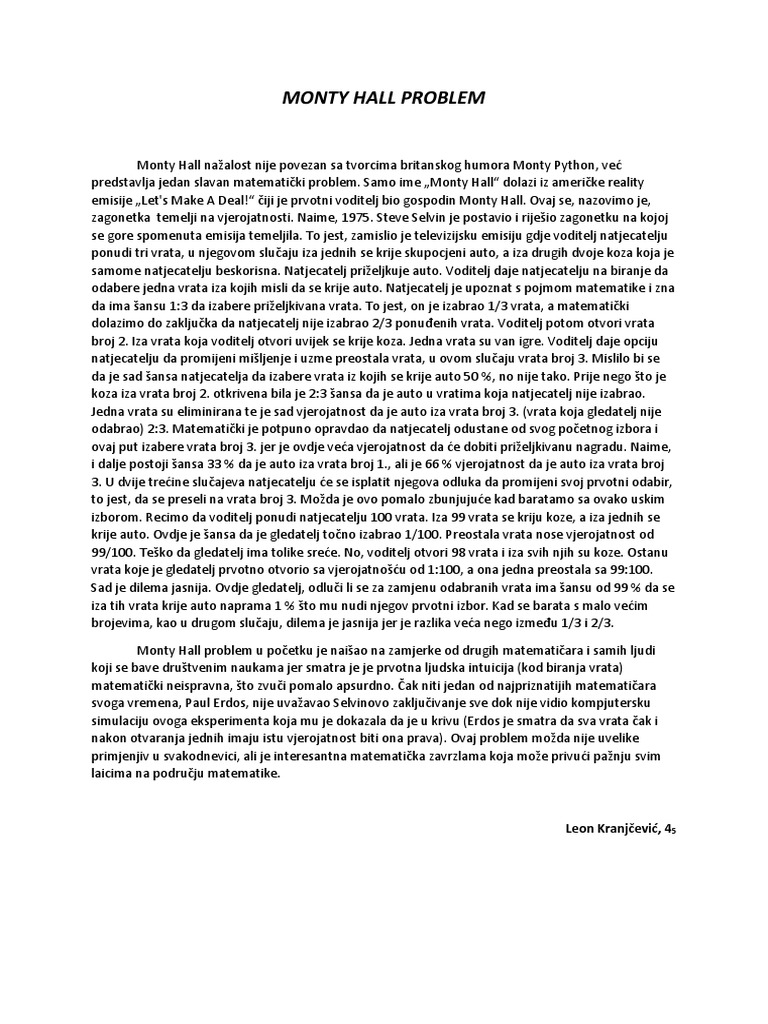 Monty Hall Problem | PDF