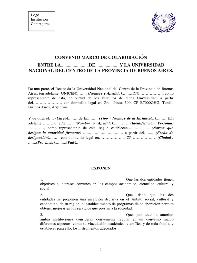 Modelo Convenio Marco Cooperación Universidad
