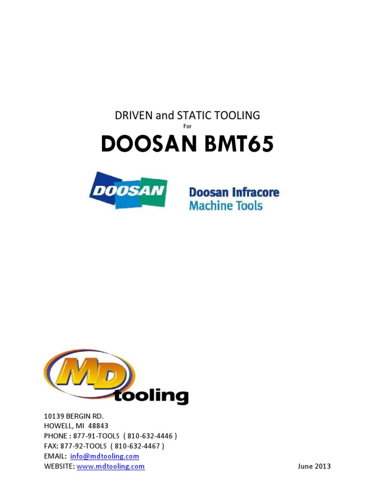 Doosan BMT65 Tooling | PDF | Machine Tool | Inventory