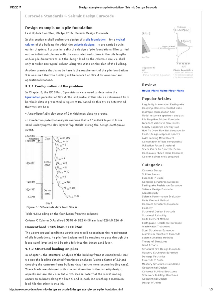 Design Example On A Pile Foundation - Seismic Design Eurocode | PDF ...