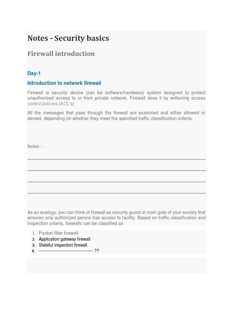 Network Security Basic - Firewall | PDF | Firewall (Computing) | Proxy Server