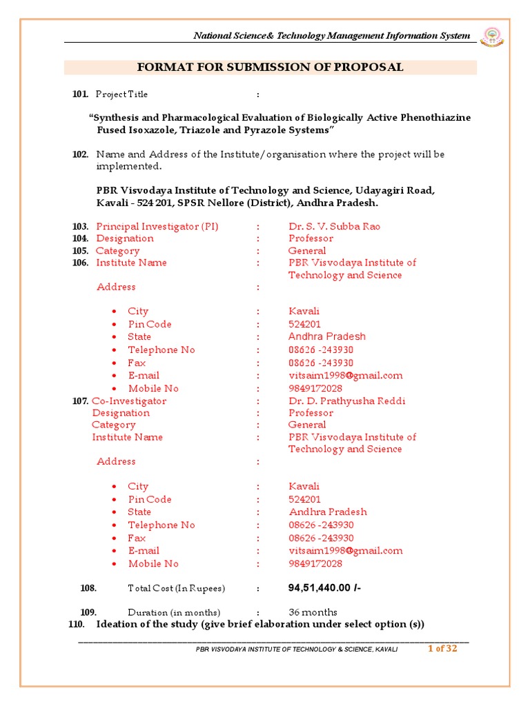 NSTMIS Proposal-1 | PDF | Chemotherapy | Proteins
