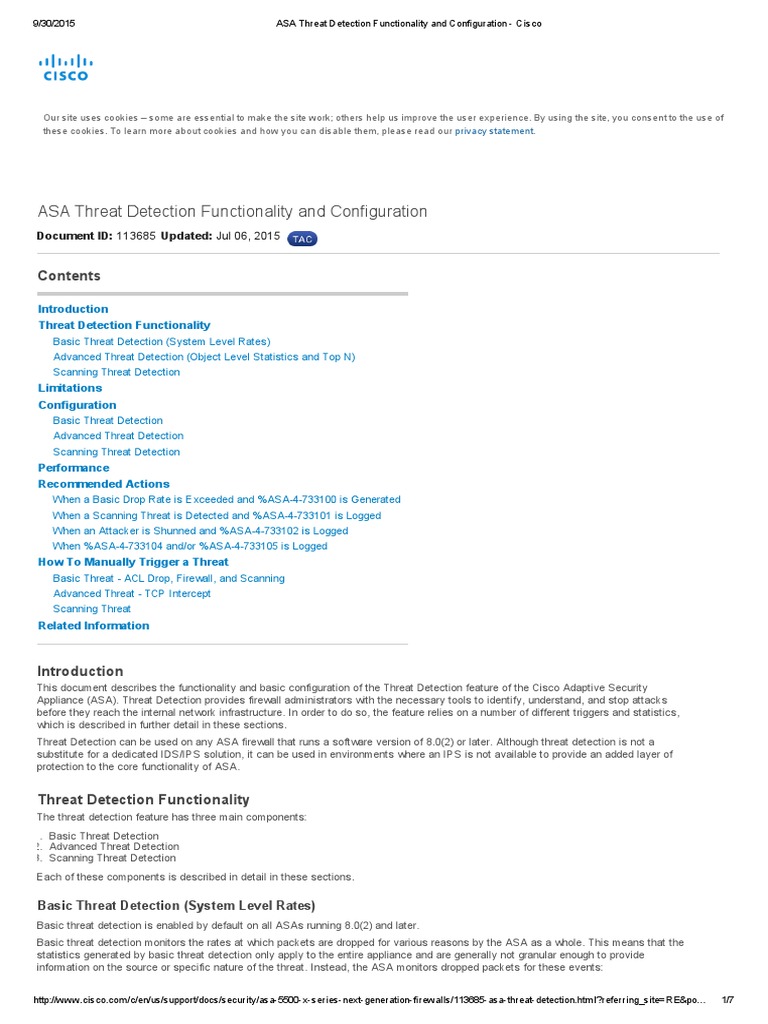 Asa Threat Detection Functionality And Configuration Cisco Pdf