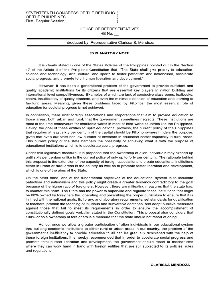 Explanatory Note | PDF | United States Congress | American Government