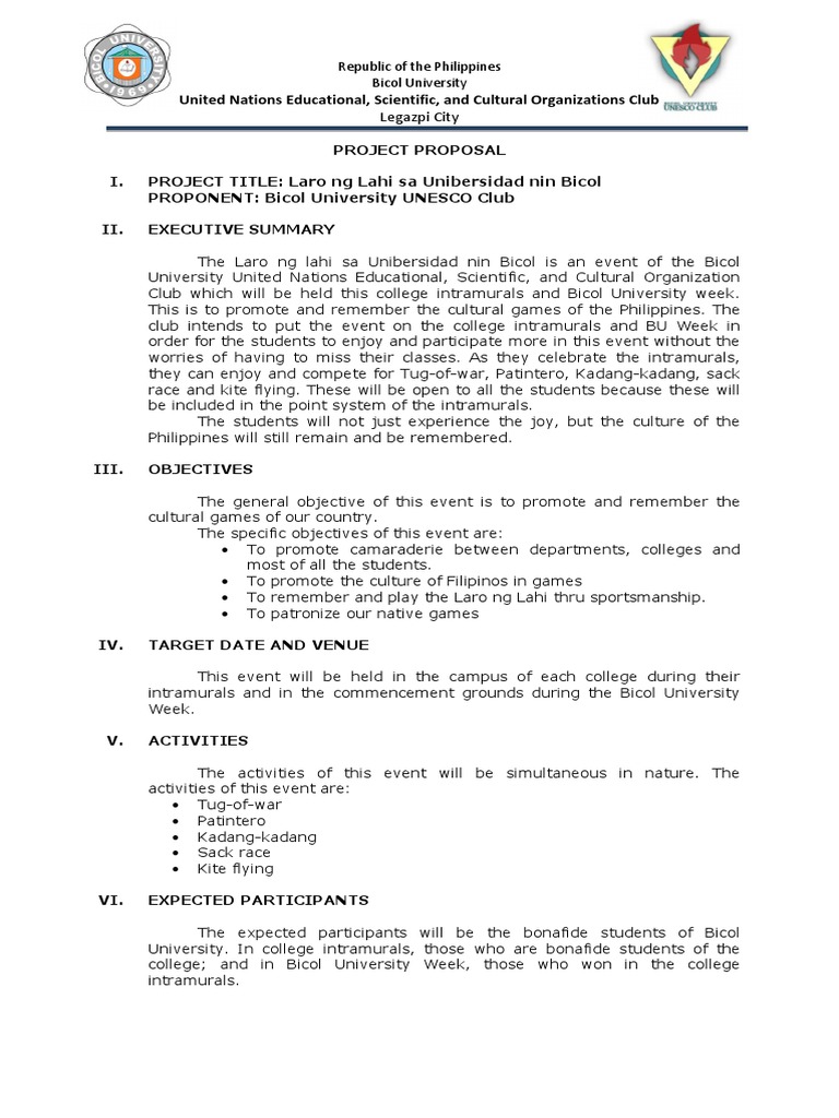 Proposal Laro NG Lahi | PDF Proposal Laro NG Lahi | PDF