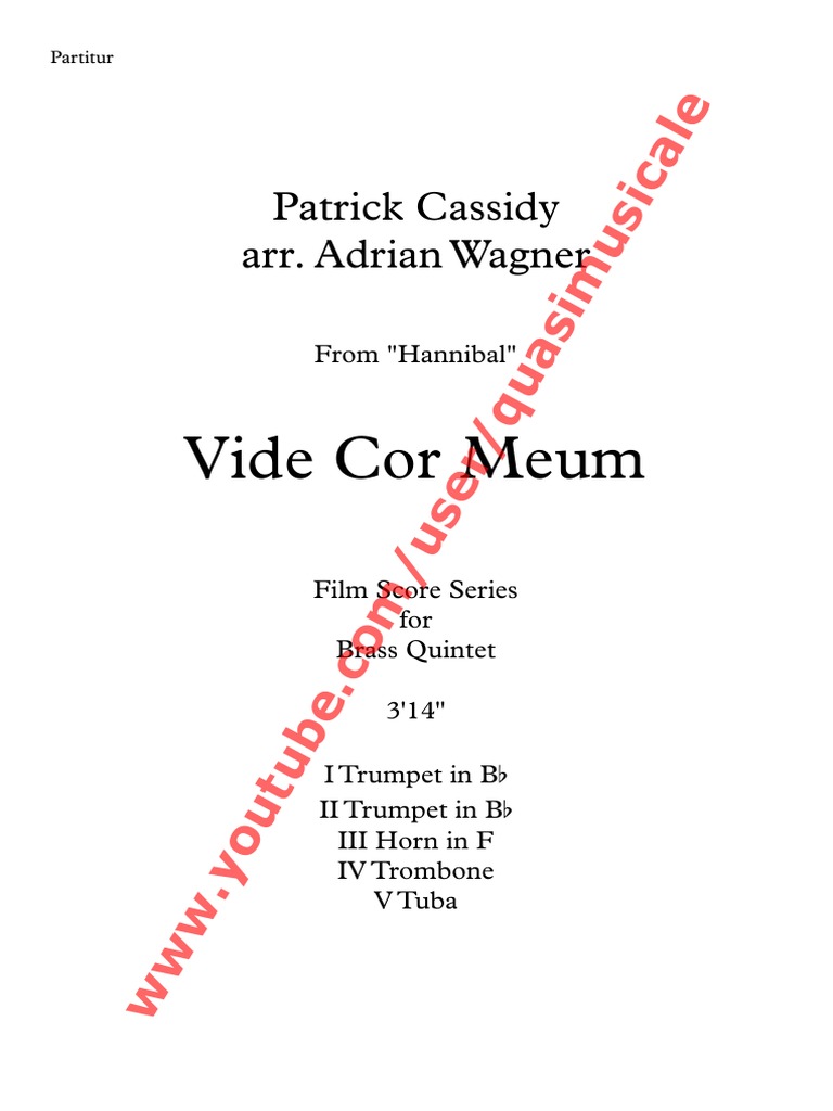 Hannibal Vide Cor Meum" (Patrick Cassidy) Arr. Adrian Wagner - Brass ...