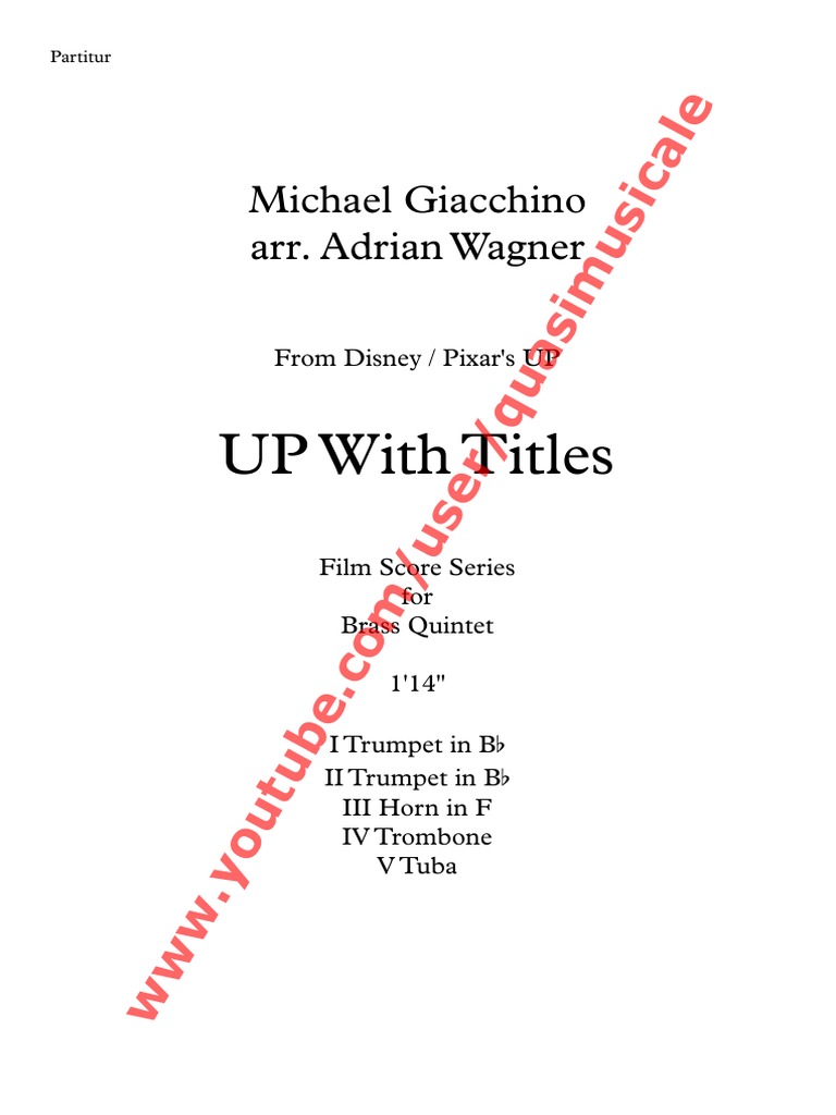 "Up With Titles" From Disney's UP (Michael Giacchino) Arr. Adrian ...