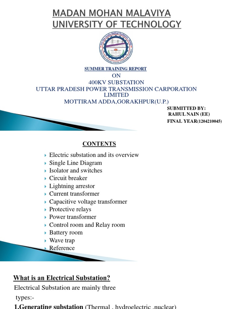 Presentation UPPTCL 400KV Substation Motiram Adda, Gorakhpur | PDF ...
