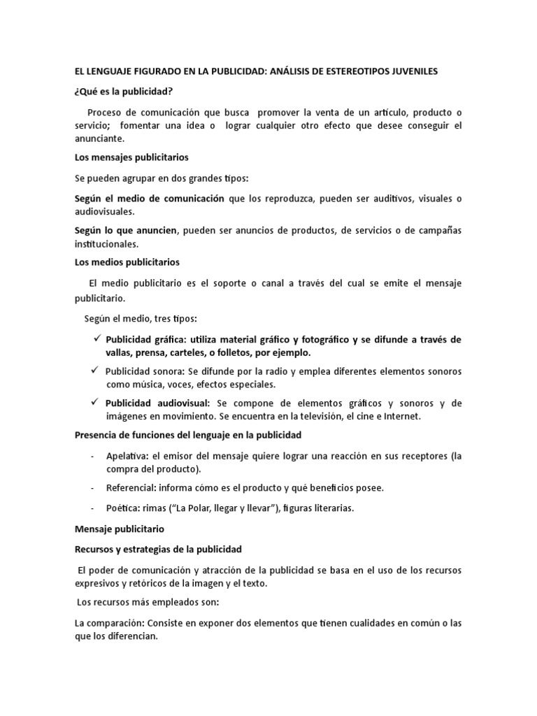 El Lenguaje Figurado en La Publicidad | PDF | Estereotipos | Publicidad