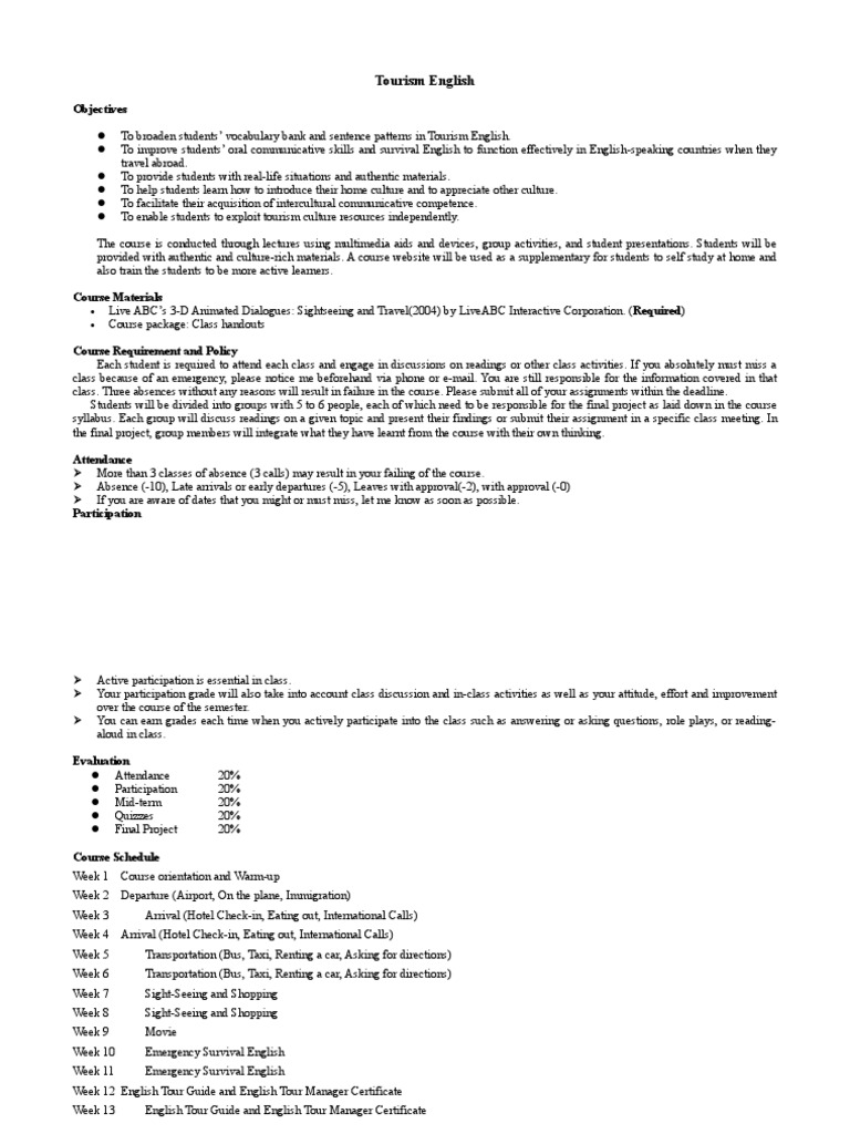 Syllabus ESP | PDF | English Language | Lecture