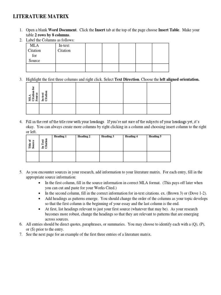 Lit Matrix Directions | PDF