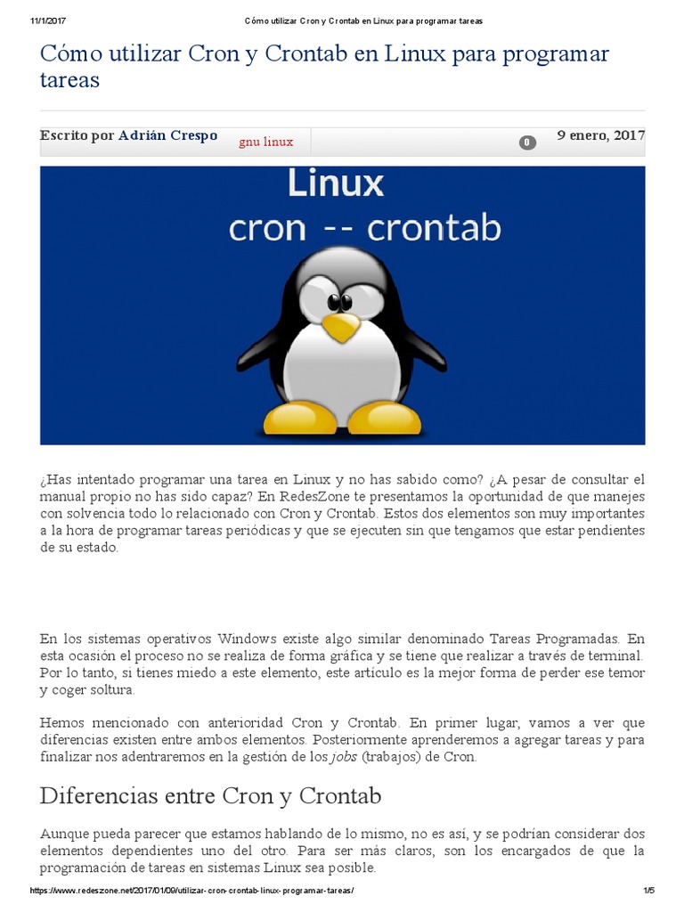 Cómo Utilizar Cron y Crontab en Linux para Programar Tareas | PDF ...