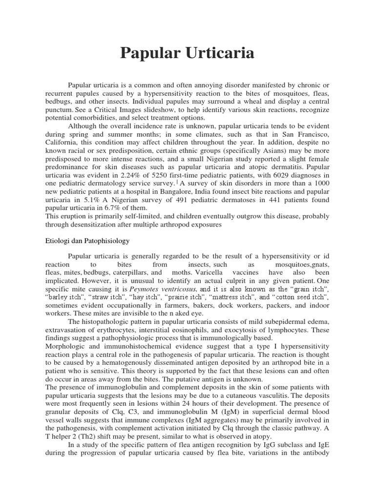 Papular Urticaria | PDF | Antibody | Complement System