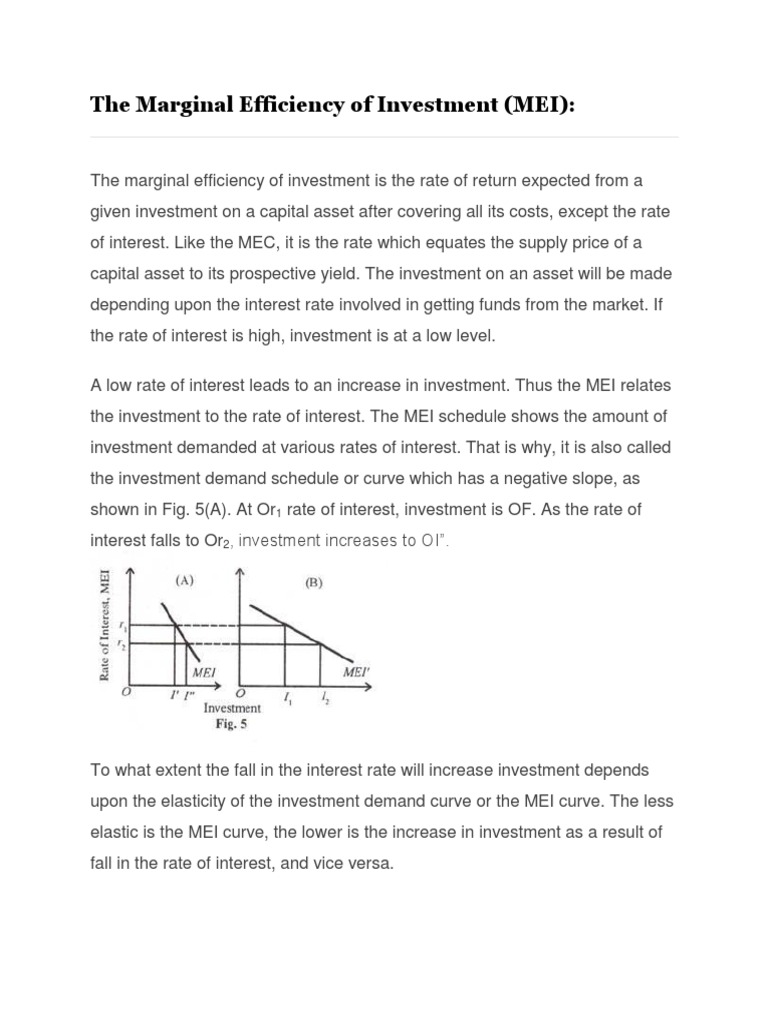 Understanding Marginal Efficiency of Investment | PDF | Interest | Demand