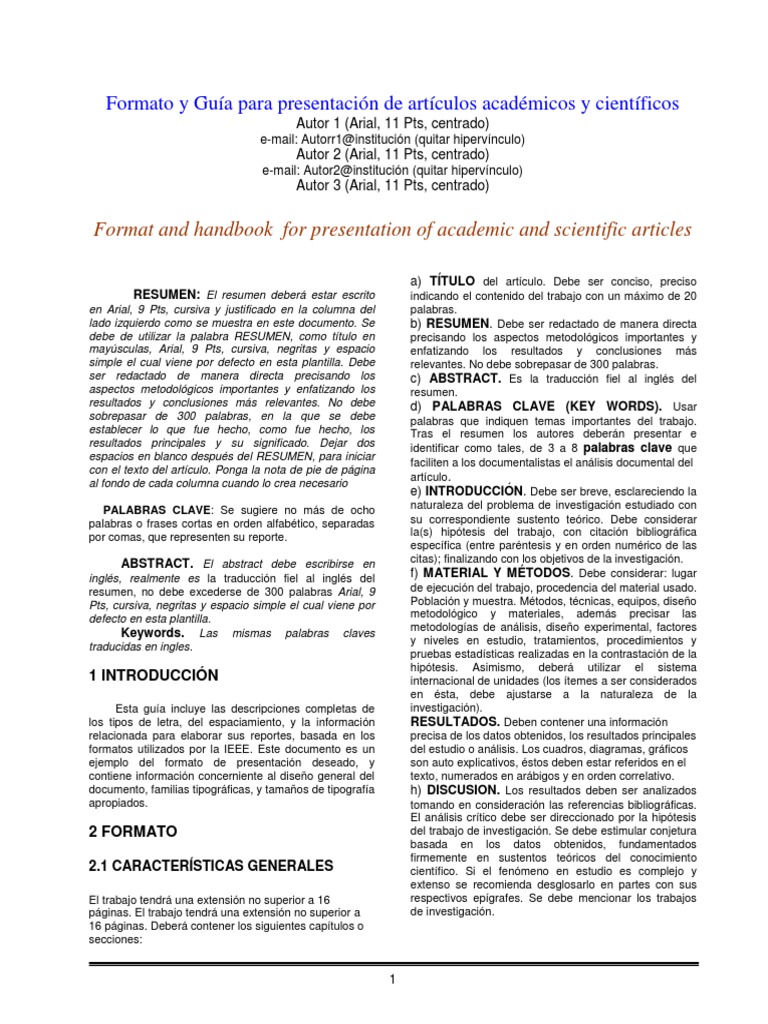 Formatos y Guia para Publicacion de Articulos Academicos y Cientificos | PDF | Tipografía ...