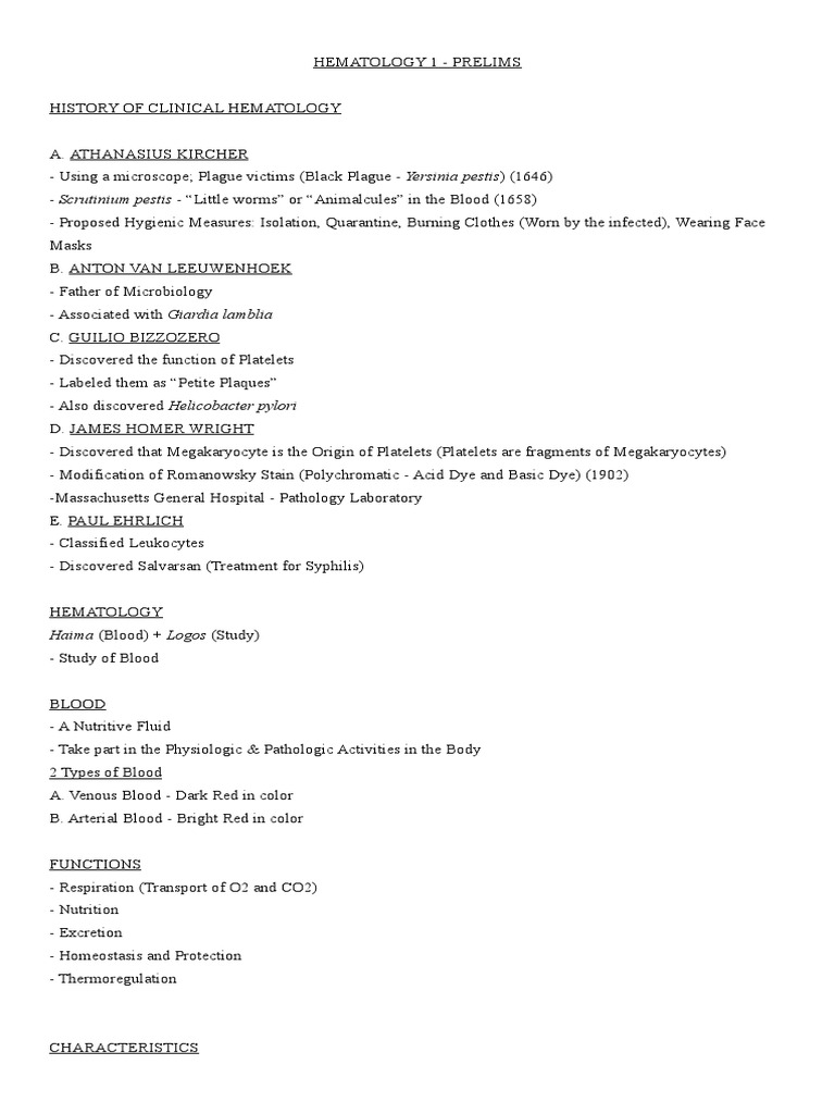 Hematology 1 Prelims | PDF | Bone Marrow | Haematopoiesis