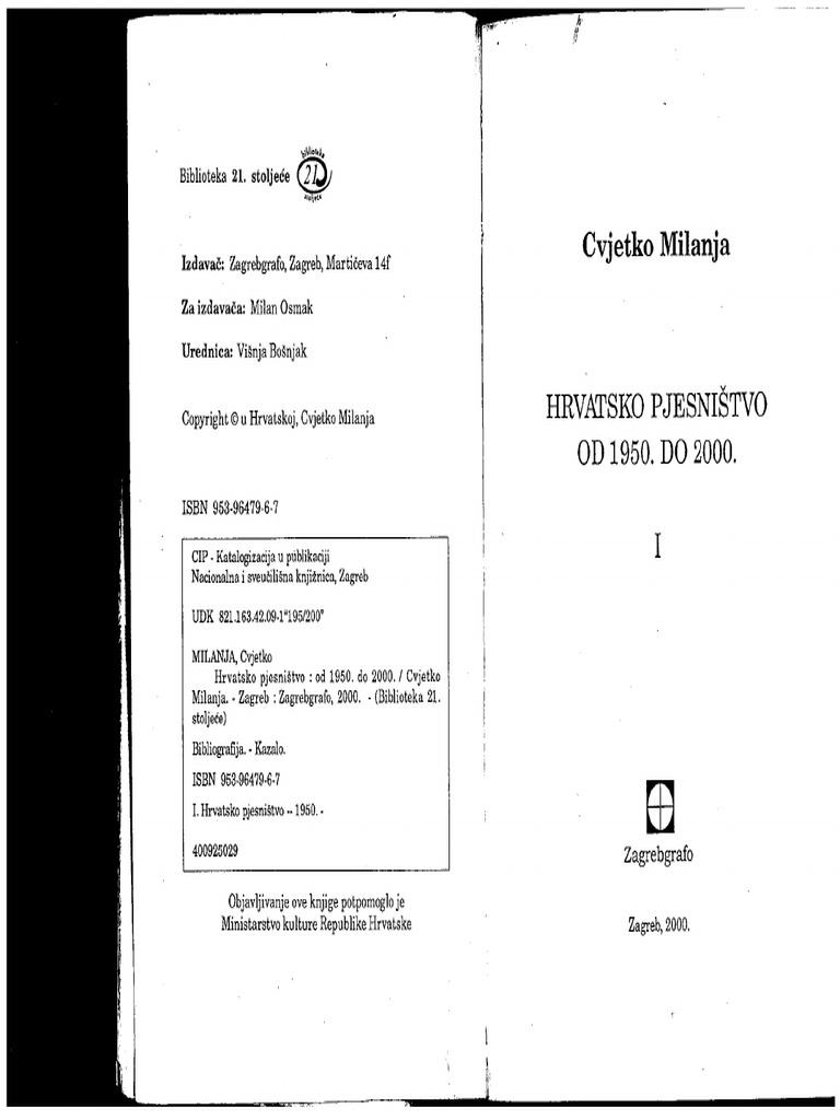 Cvjetko Milanja: Hrvatsko Pjesništvo 1950-2000 | PDF