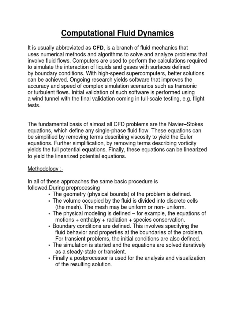 Computational Fluid Dynamics Project | PDF | Navier–Stokes Equations ...