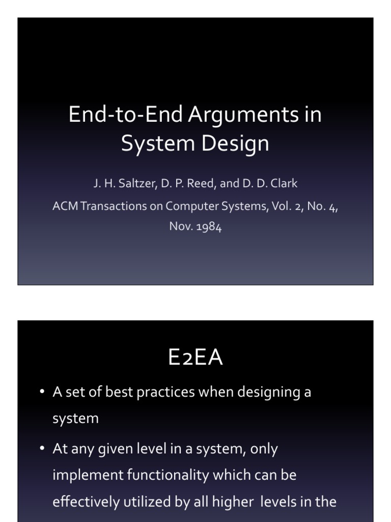 End - To - End Arguments in System Design | PDF | Multicast | Network Packet