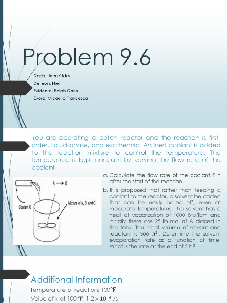 Batch Reactor Coolant Flow Rate Analysis | PDF | Chemical Reactor | Coolant