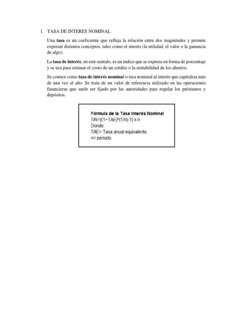 Tasa Interes Nominal | PDF