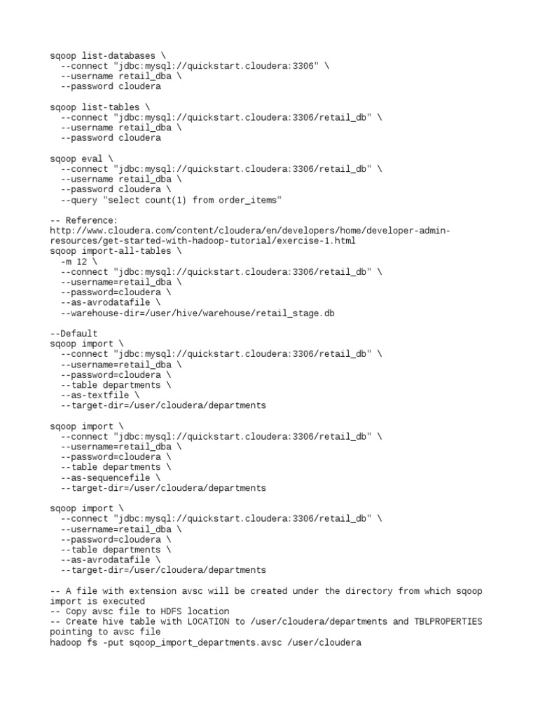 Sqoop Demo | PDF | Apache Hadoop | Databases Sqoop Demo | PDF | Apache Hadoop | Databases