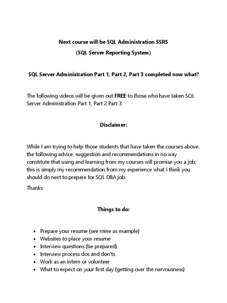 Next Course Will Be Sql Administration Ssrs Sql Server Reporting