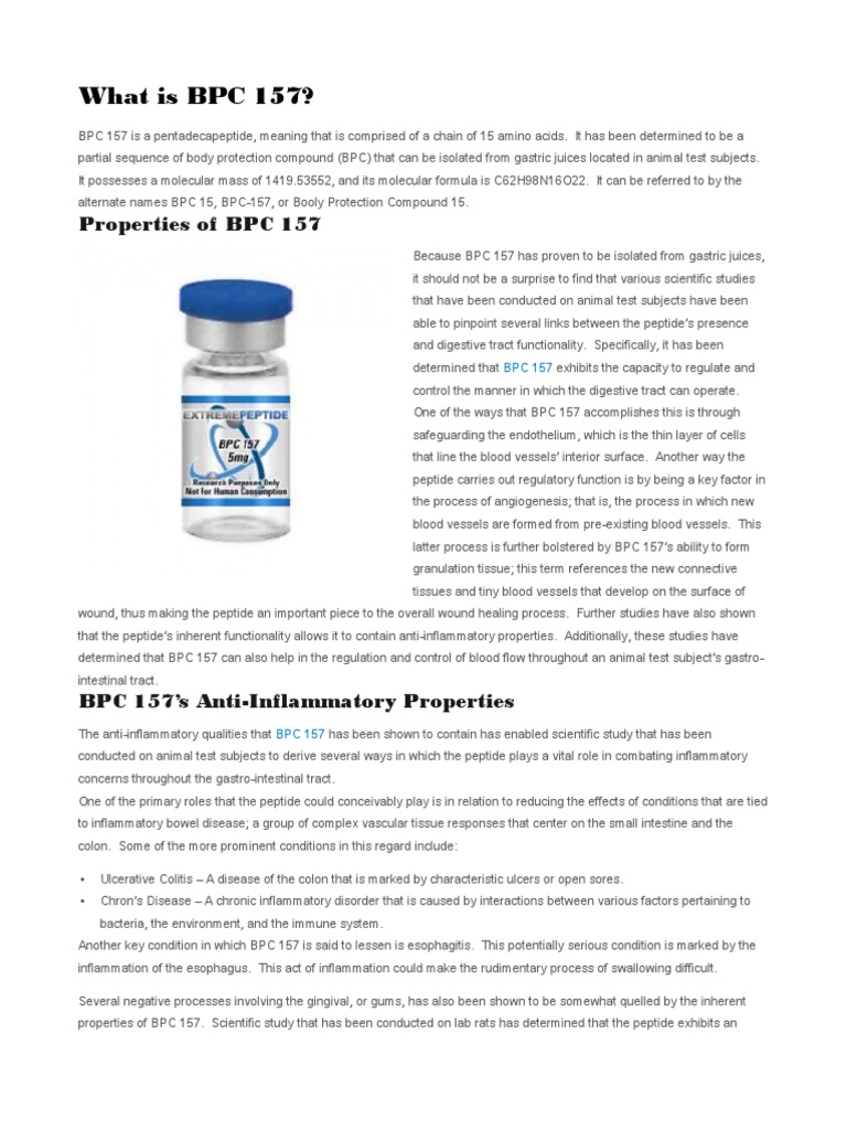 What Is BPC 157 | PDF | Inflammation | Gastrointestinal Tract