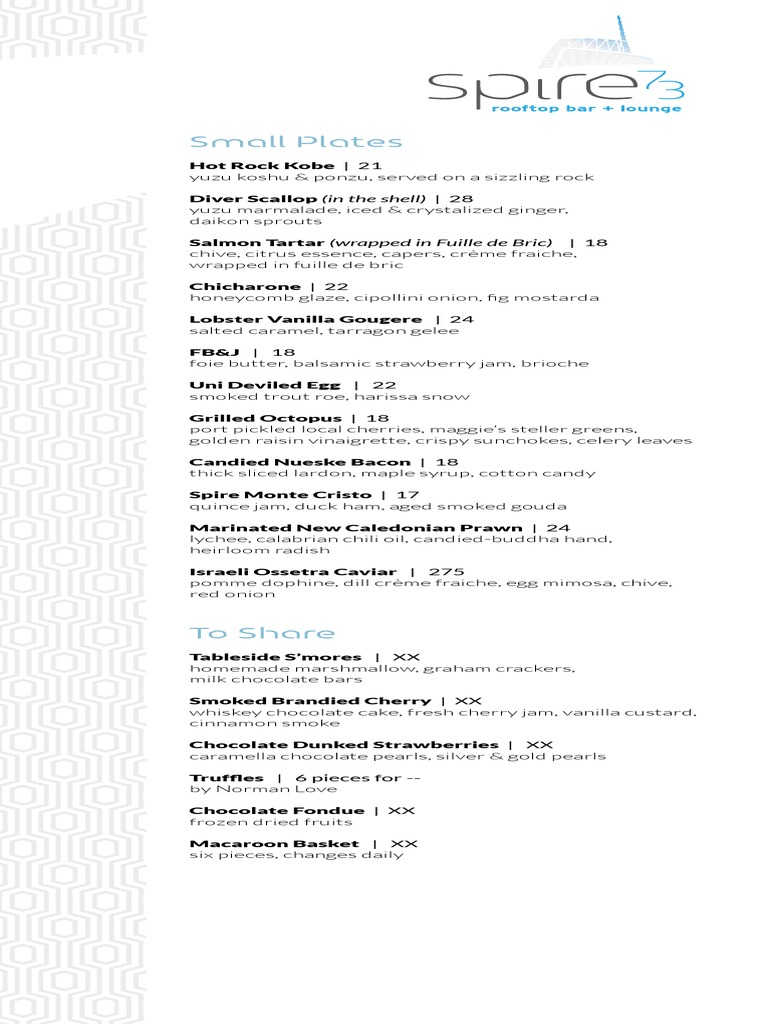 Spire 73 Draft Menu | PDF