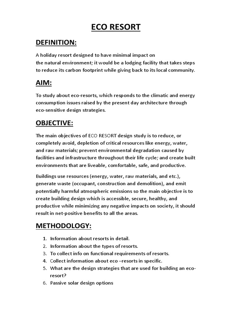 Eco Resort | PDF | Ecology | Economy And The Environment