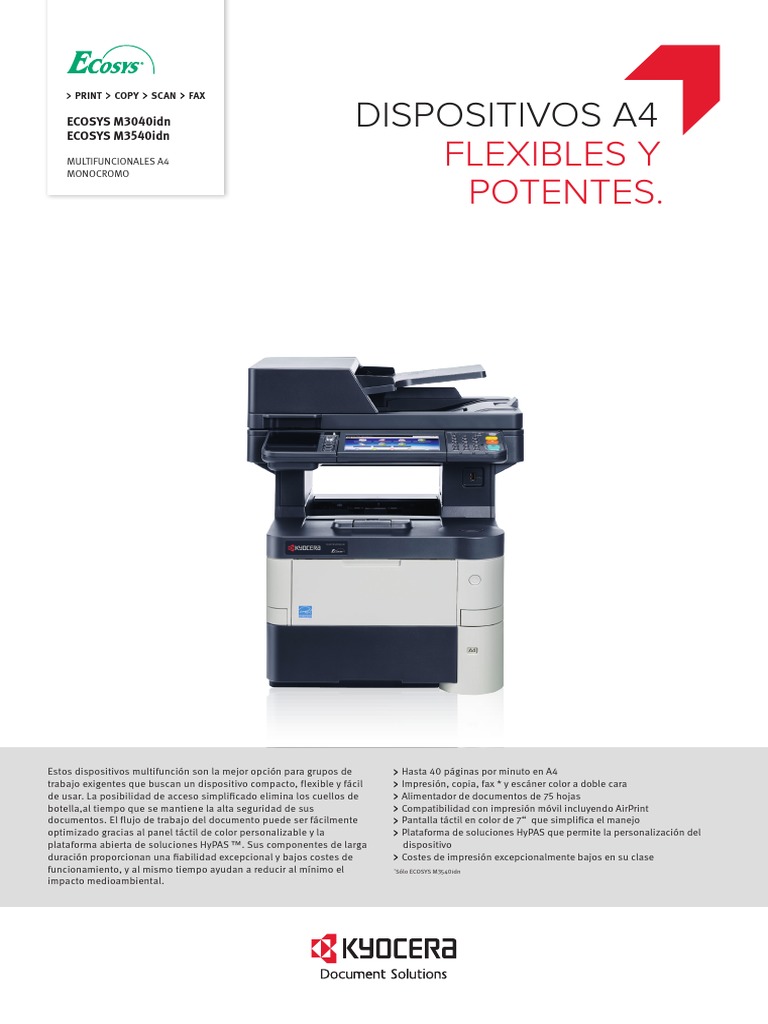 Kyocera Ecosis 3040idn | PDF | Fax | Escáner de imagen