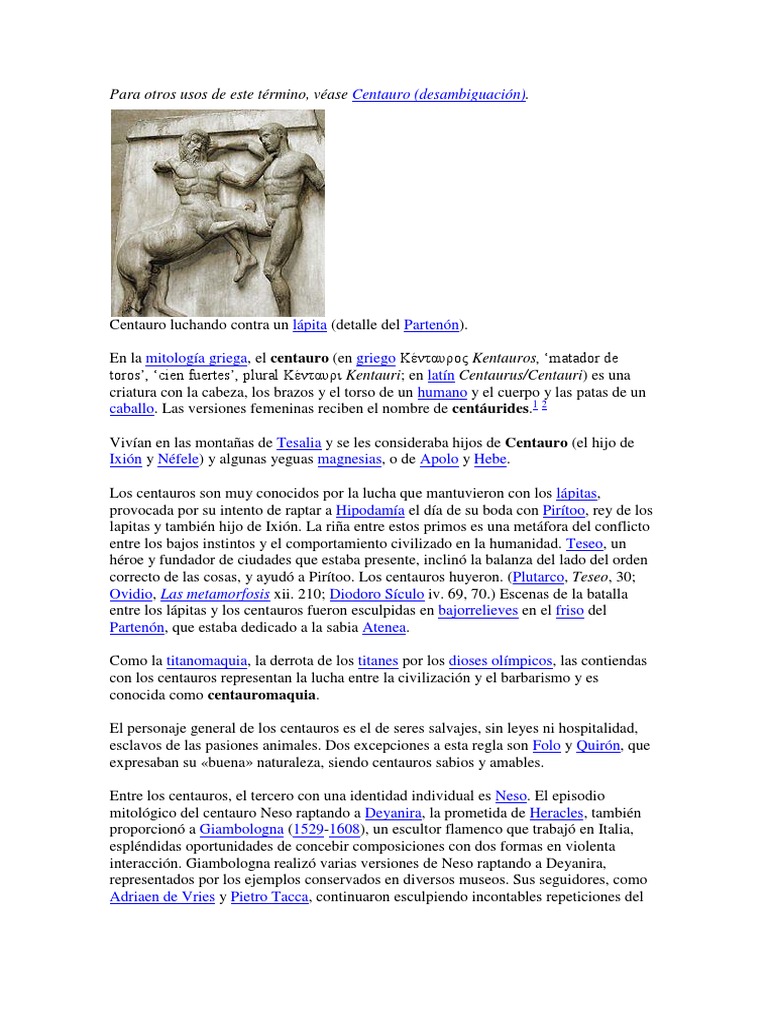 Centauro | PDF | Mitología Tesaliana | Literatura griega antigua