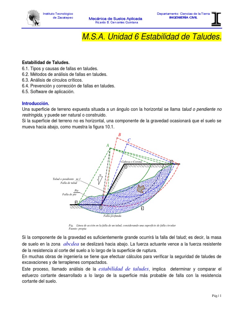 MSA U6 Estabilidad de Taludes Bloque C | PDF | Mecánica de suelos ...