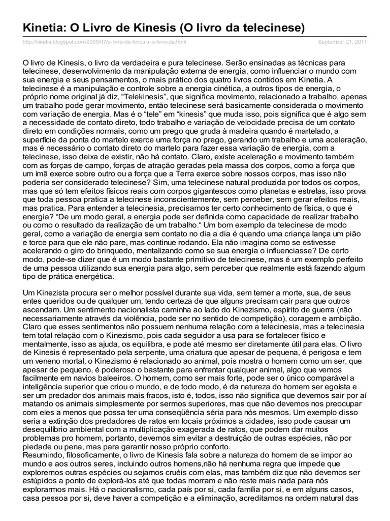 O Livro Da Telecinese | PDF | Calor | Temperatura