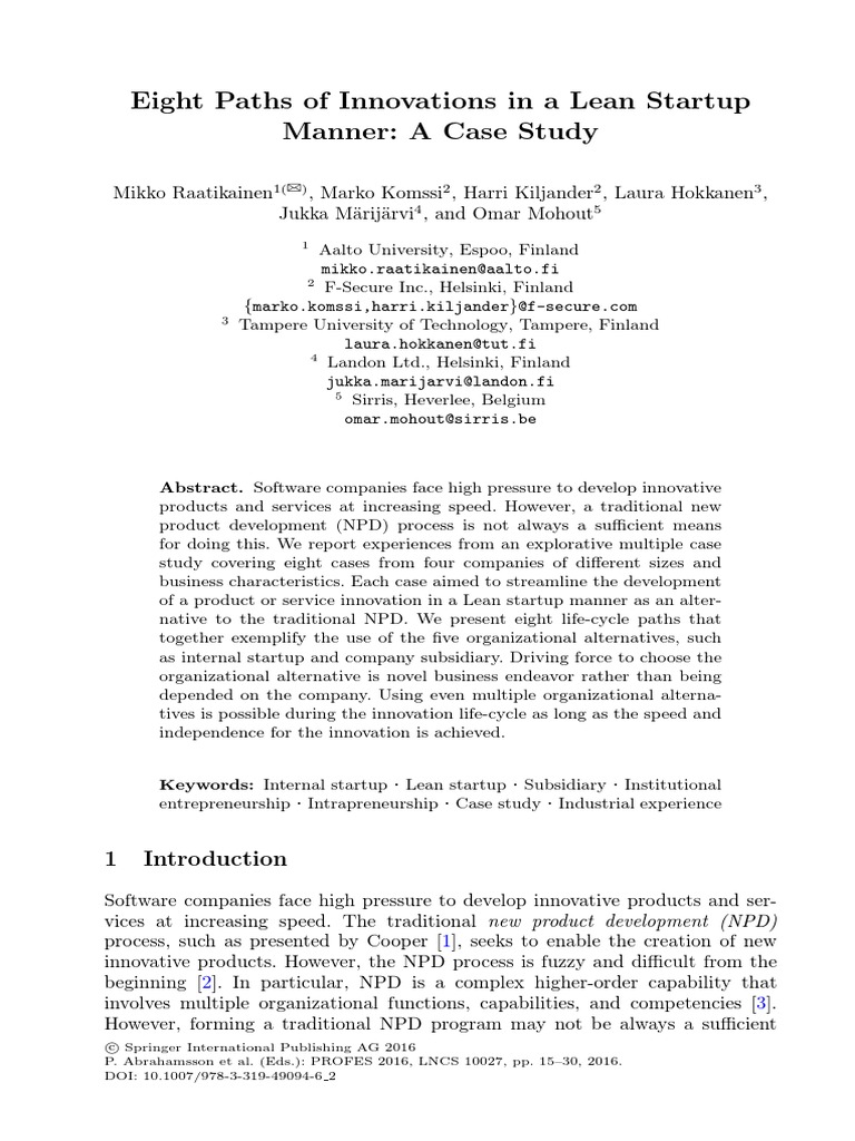 Eight Paths to Innovation: A Case Study of Organizational Structures ...