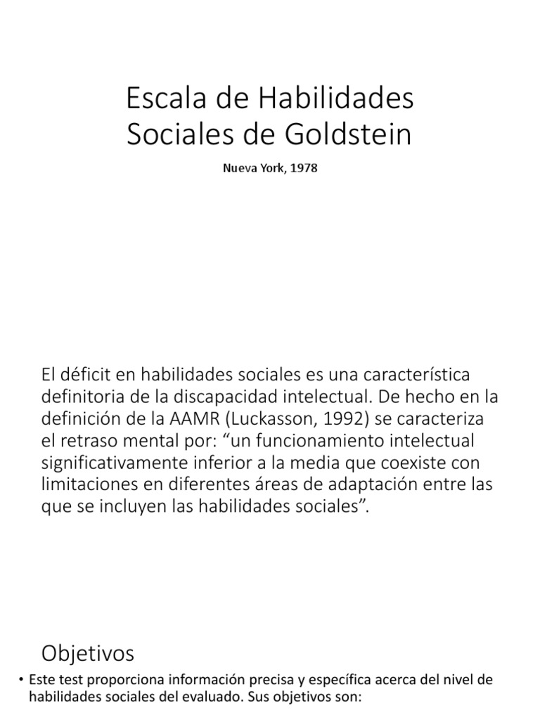 Escala de Habilidades Sociales de Goldstein | Discapacidad intelectual ...