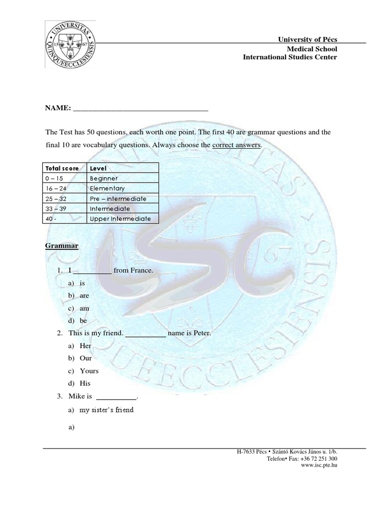 50 Questions Test | PDF | Leisure