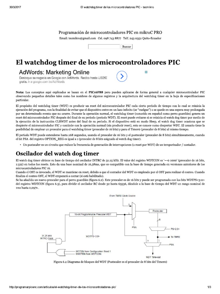 El Watchdog Timer de Los Microcontroladores PIC - Tecmikro | PDF