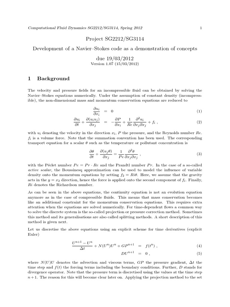 Project Navier Stokes | PDF | Navier–Stokes Equations | Fluid Dynamics