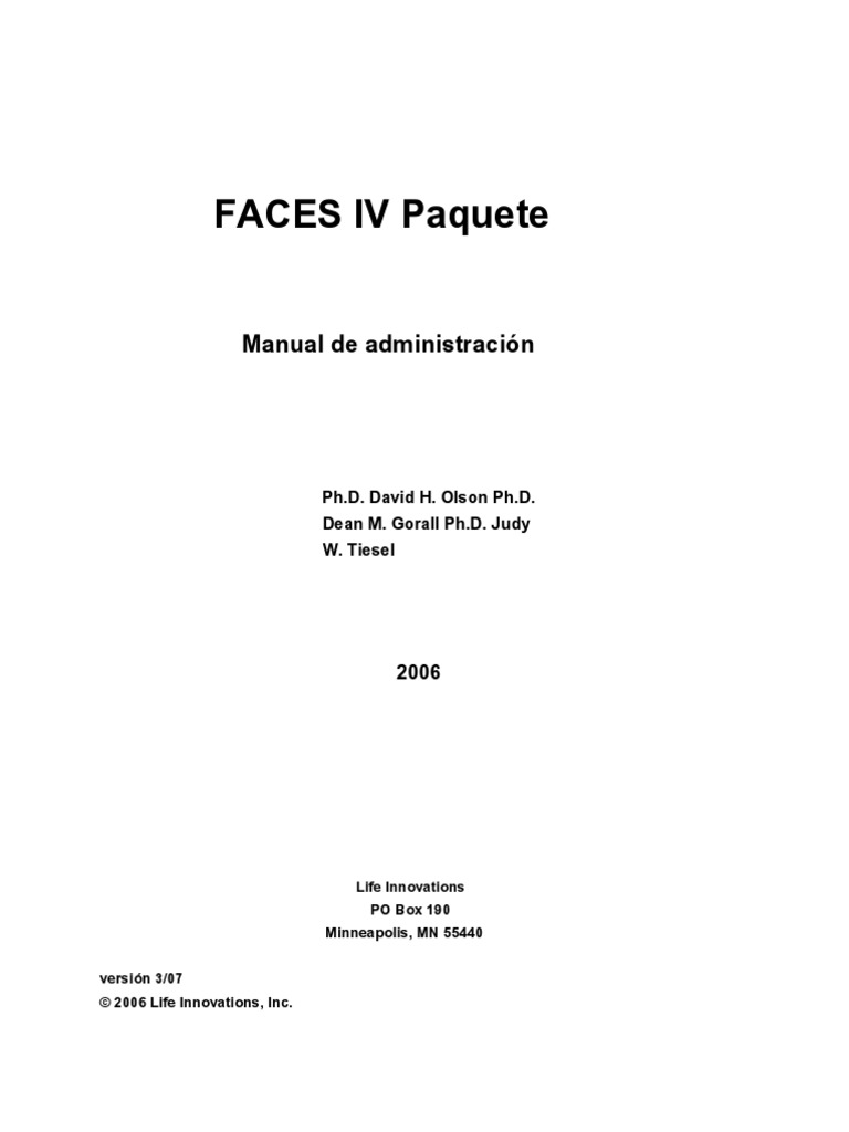 FACESIV Manual en Es | PDF | Toma de decisiones | Liderazgo