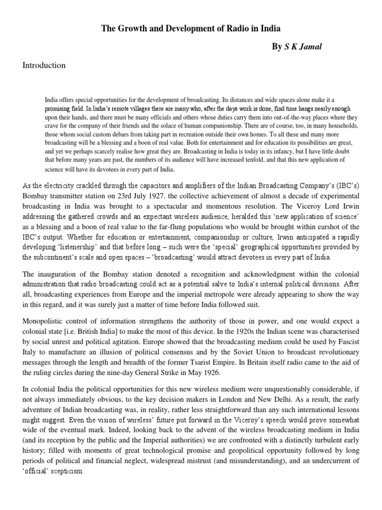 The Growth and Development of Radio in India | PDF | Radio | Broadcasting