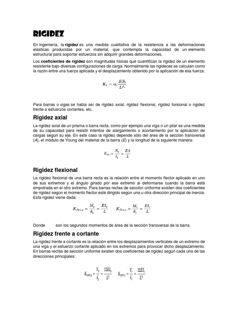 Tipos y Definición de Rigidez en Materiales | PDF | Rigidez ...