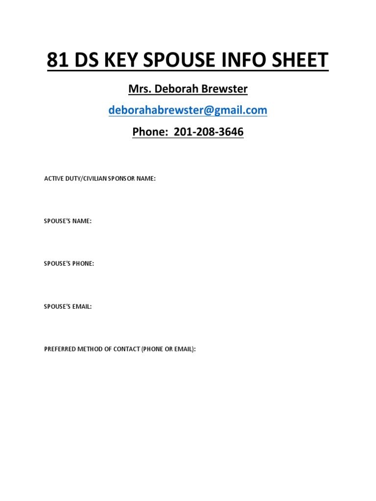 DS Key Spouse Information Sheet | PDF