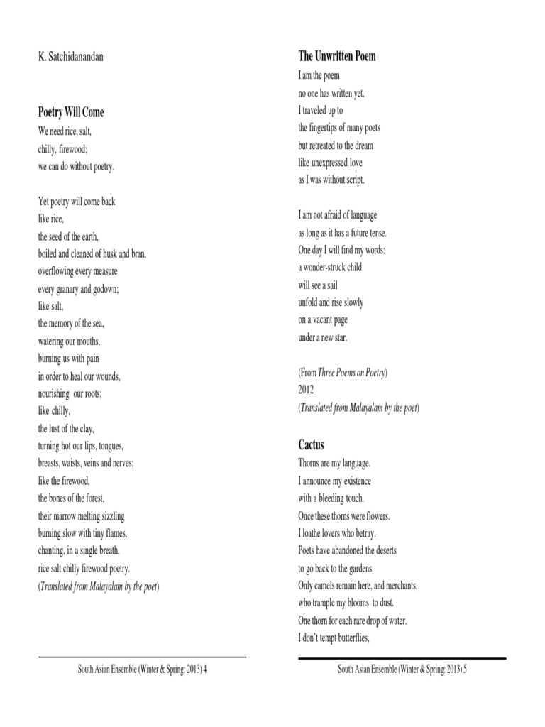 Poems K. Satchidanandan | Nature | Fiction & Literature