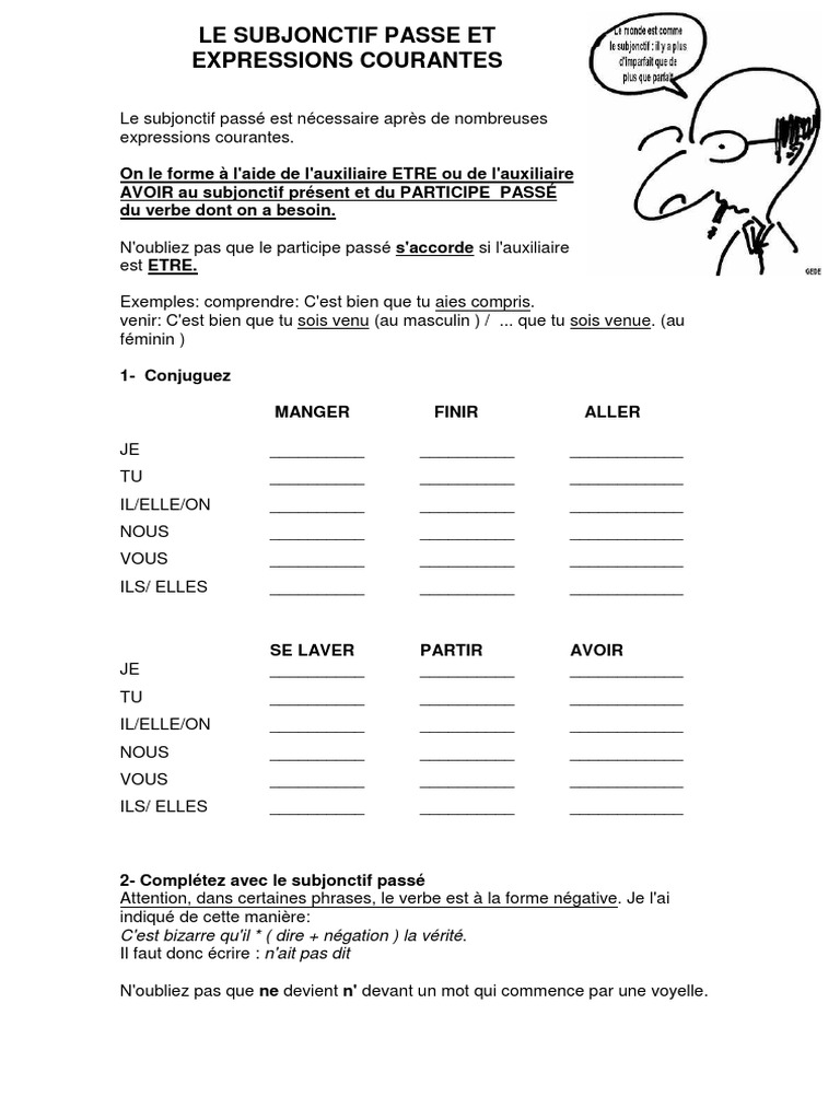 Le Subjonctif Passc3a9 Exercices | PDF | Linguistique | Grammaire